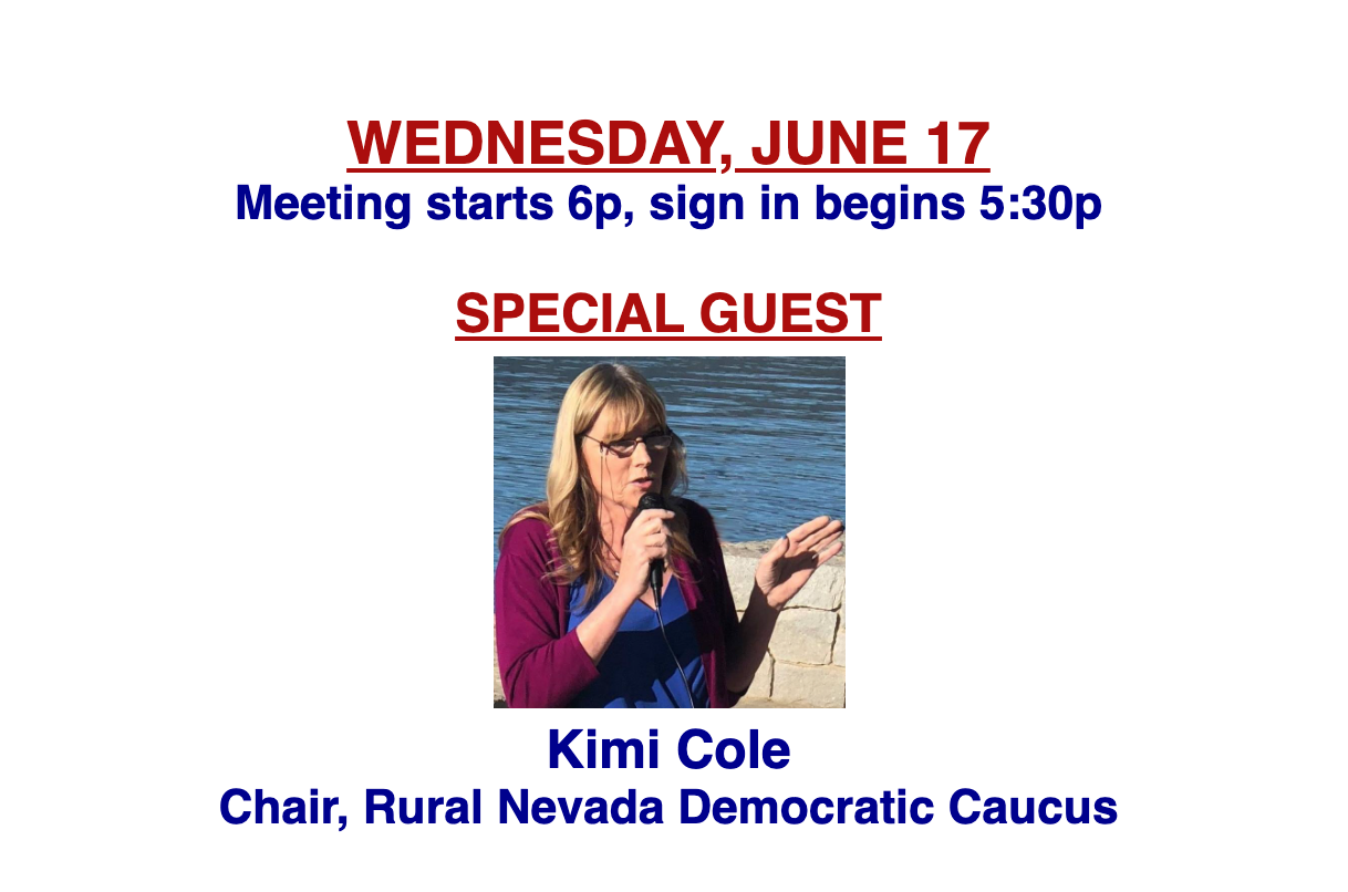 Meeting on ZOOM - Speaker is Kimi Cole - Mesquite to Moapa Democrats